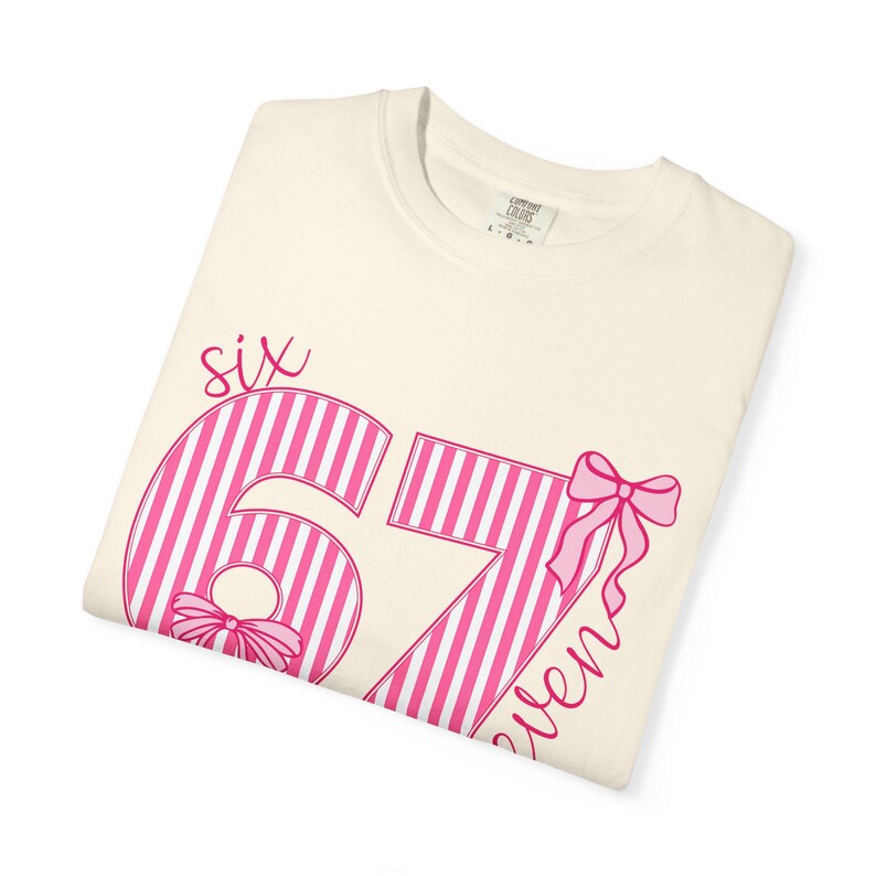 Pink 67 Coquette Meme Shirt With Bow, Six Seven Viral Trend Tee ...
