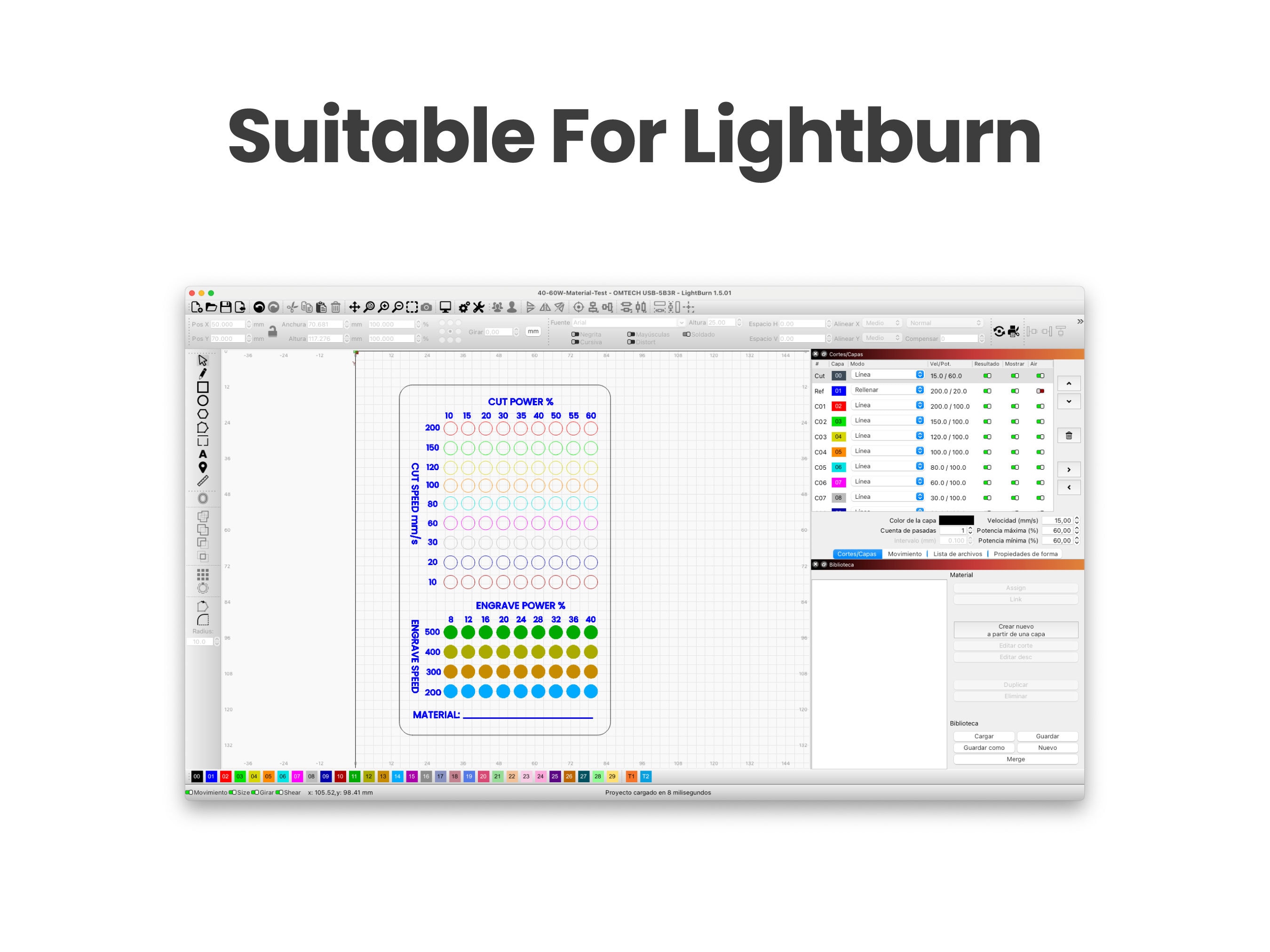 Laser Test Files Pack, Lightburn Material Test Files, Laser Engraving ...