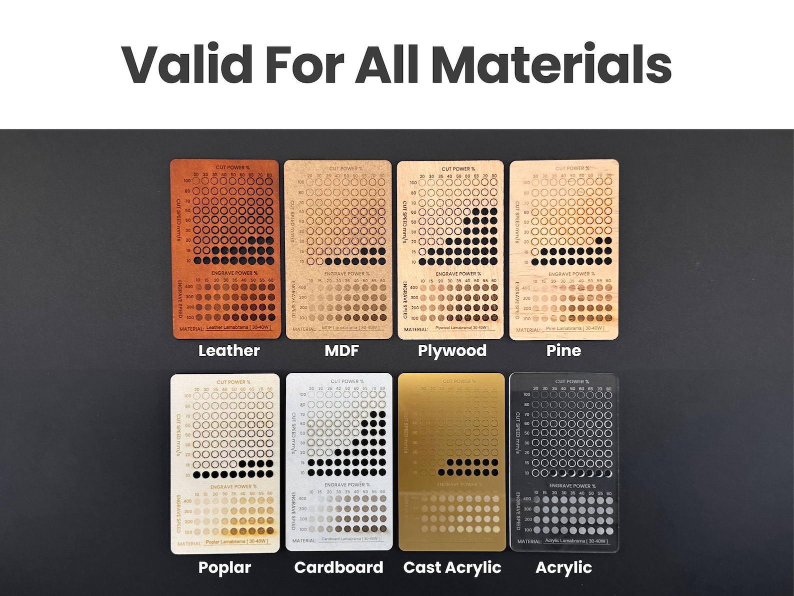 Laser Test Files Pack, Lightburn Material Test Files, Laser Engraving ...