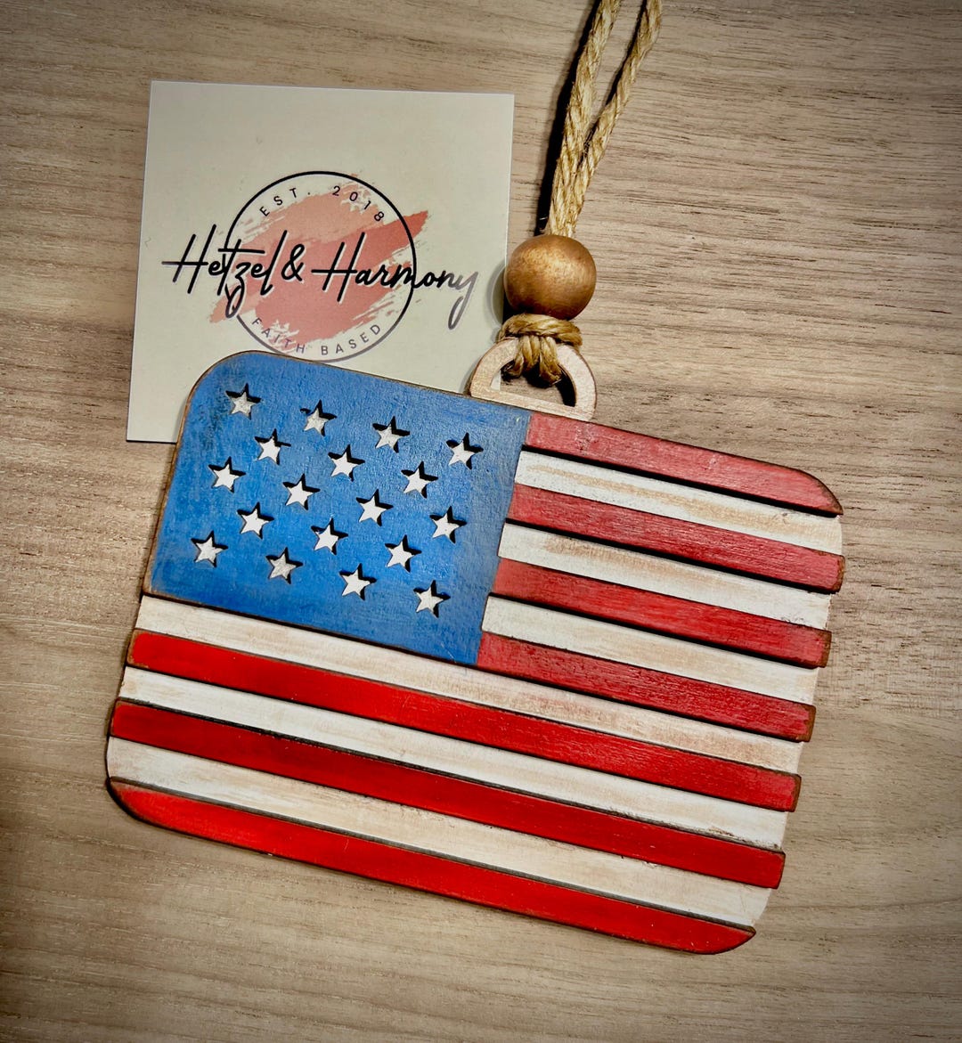 3D Wooden American Flag Ornament - Etsy
