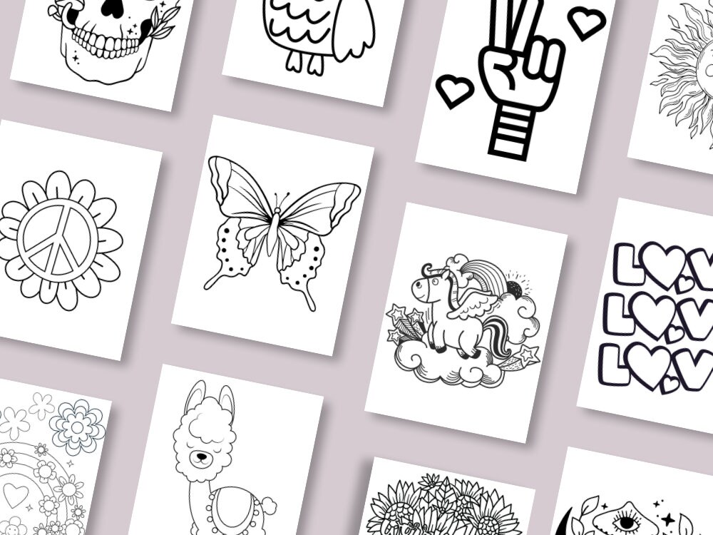 Hippie Groovy Printable Coloring Pages, Boho Activity Pages, Adult ...