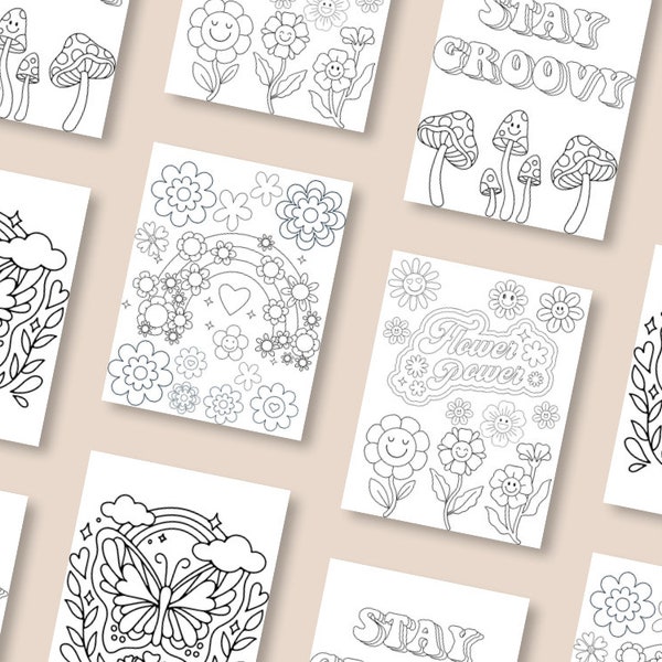 Two Groovy Printable Coloring - Etsy