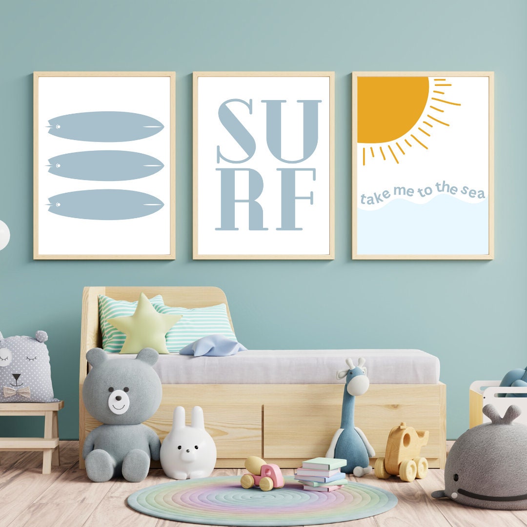 Boho Surf Gallery Wall Art, Set of 6 Prints, Surf Bedroom Wall Decor ...