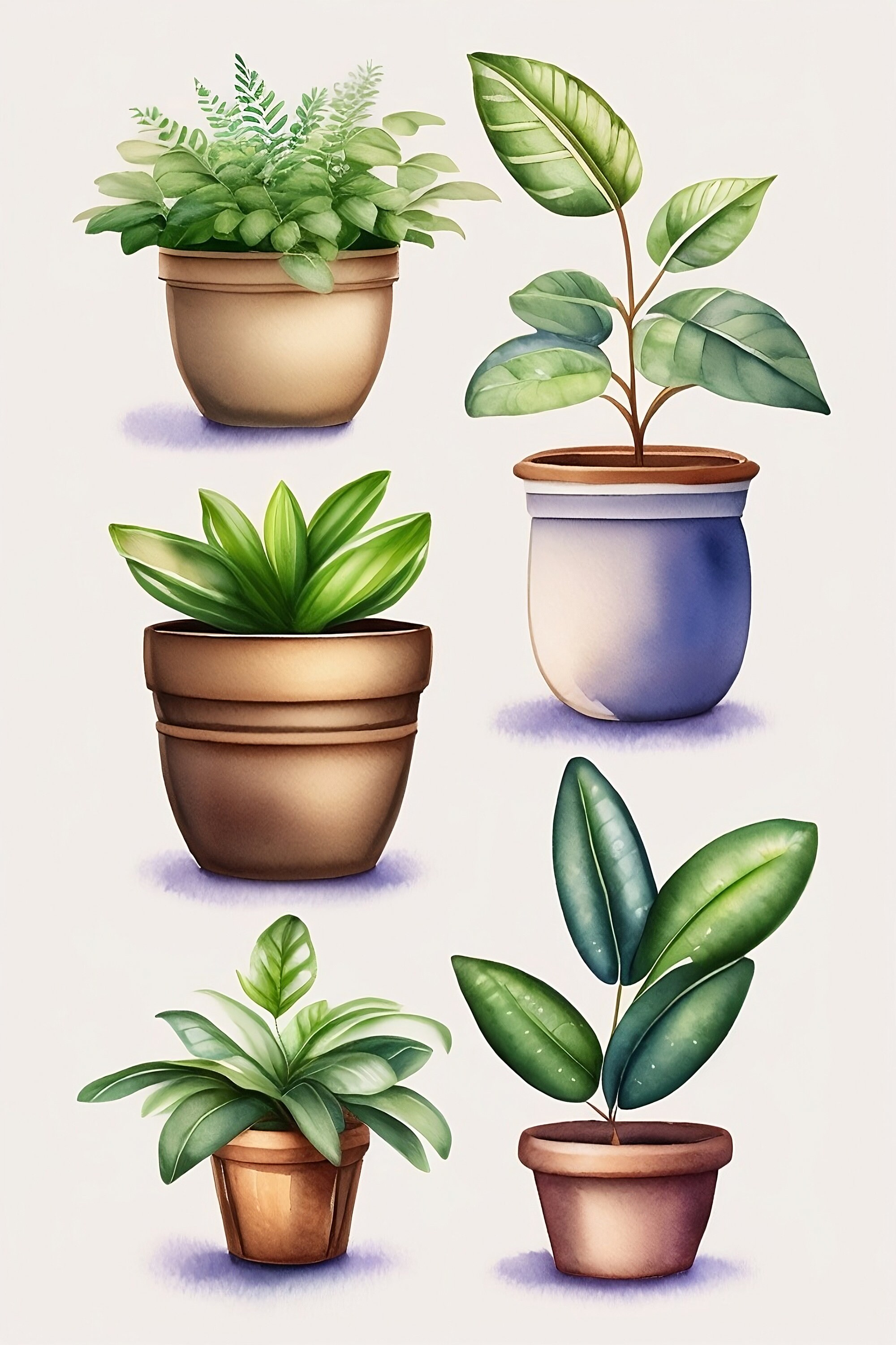 Potted Plants Clipart - Houseplant PNG Format Instant Download for ...