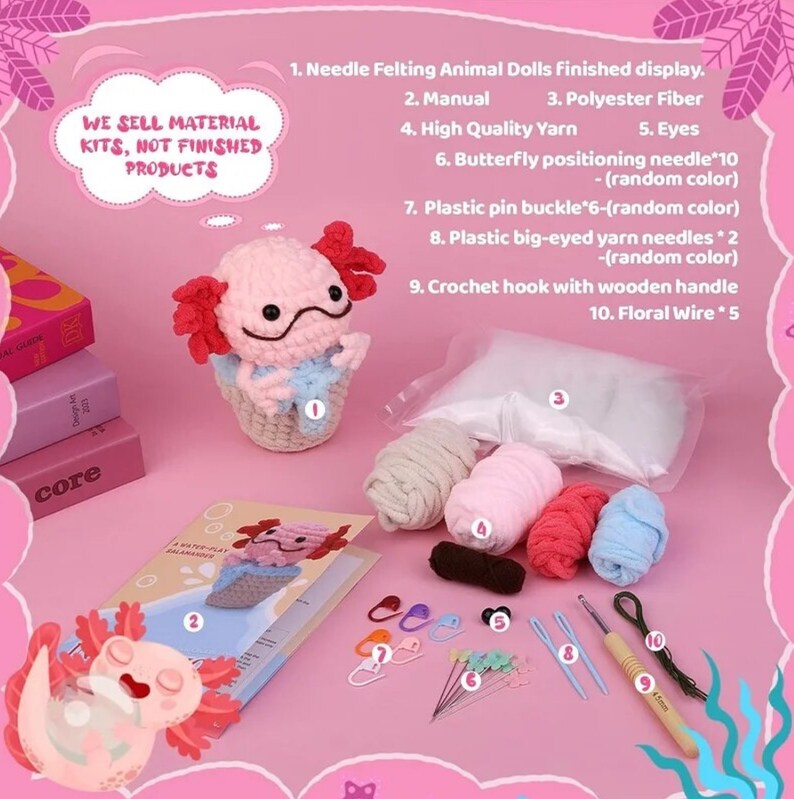 Cute Axolotl Crochet Kit for Beginner - Etsy