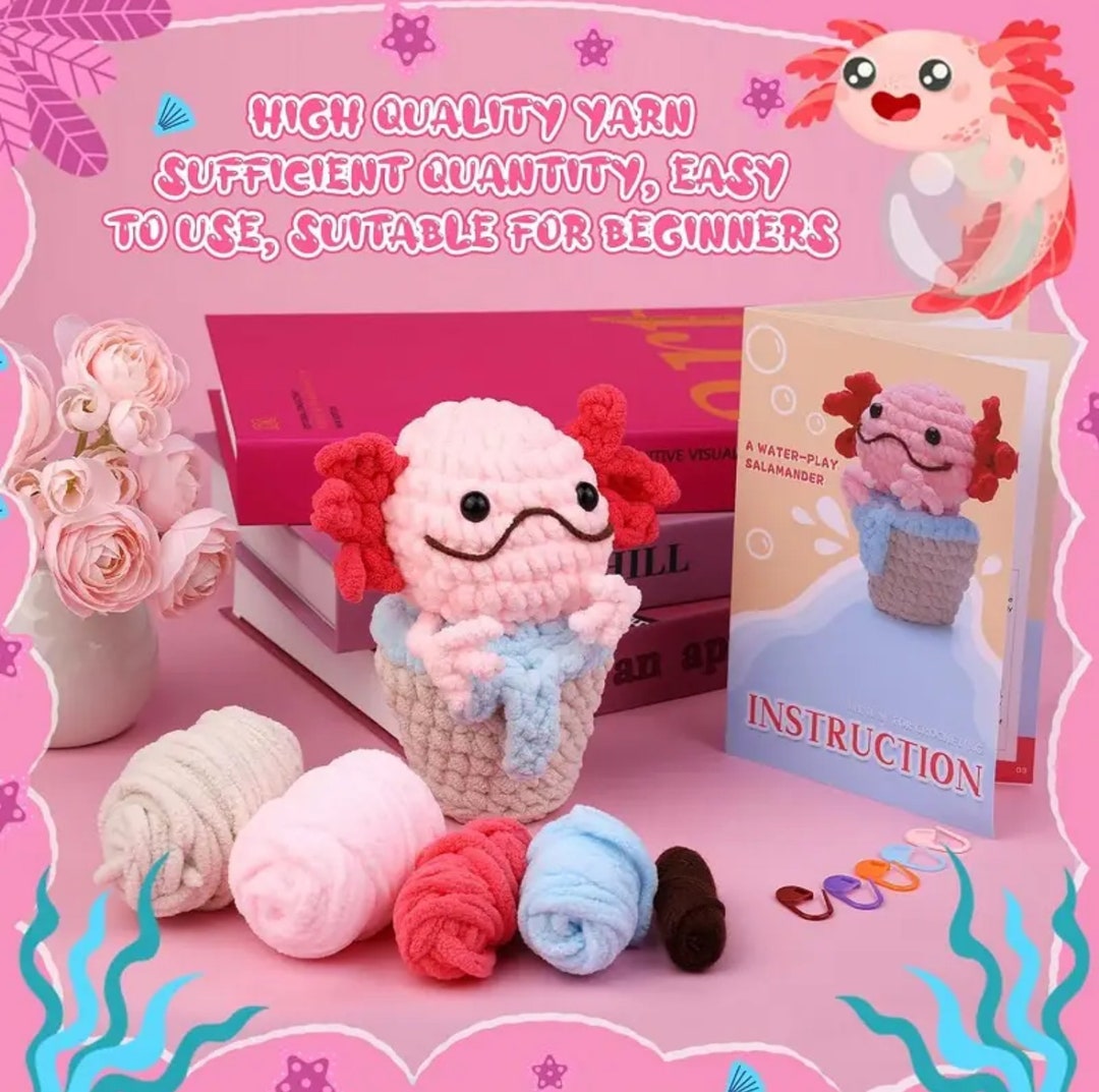 Cute Axolotl Crochet Kit for Beginner - Etsy