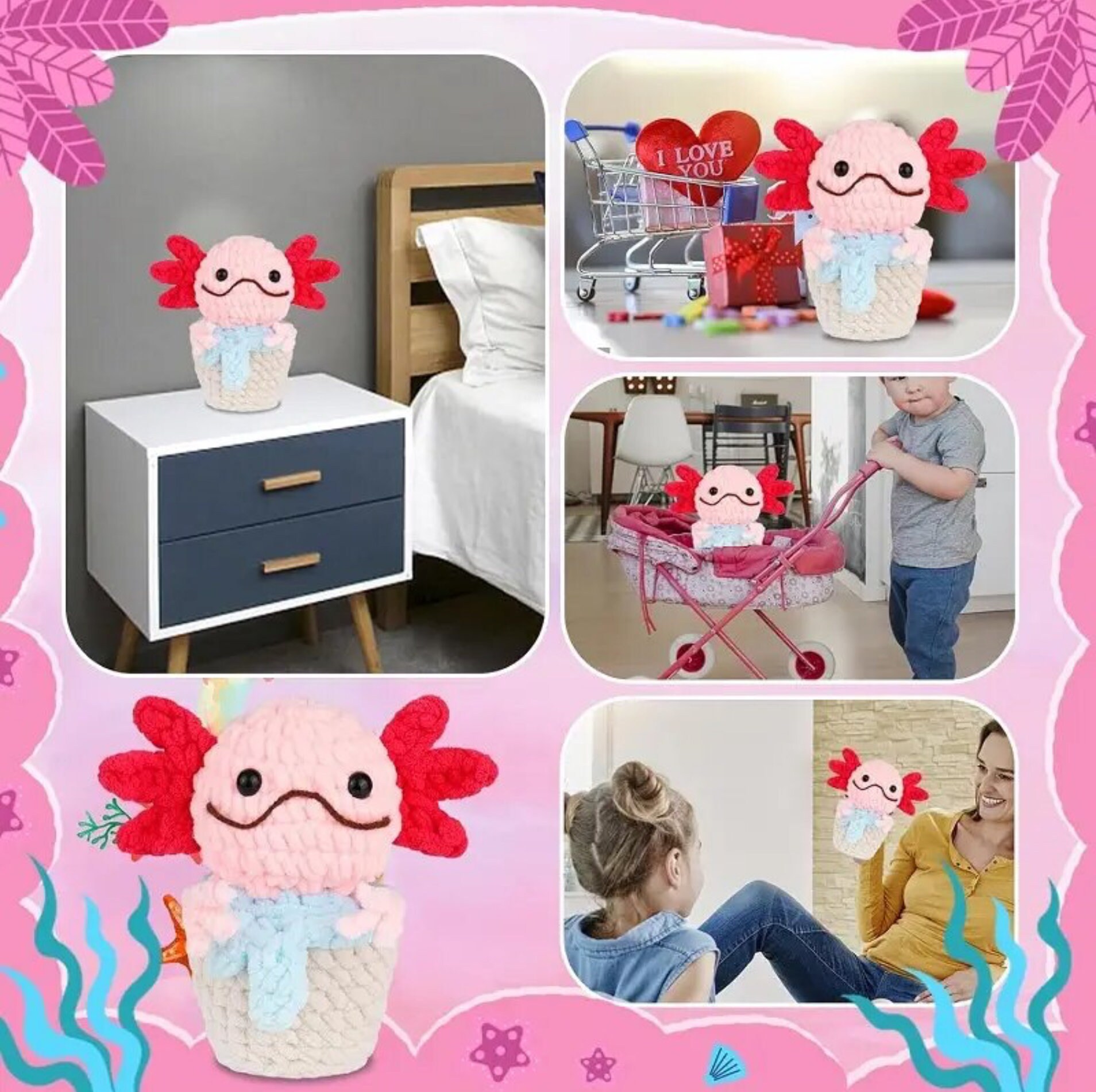 Cute Axolotl Crochet Kit for Beginner - Etsy