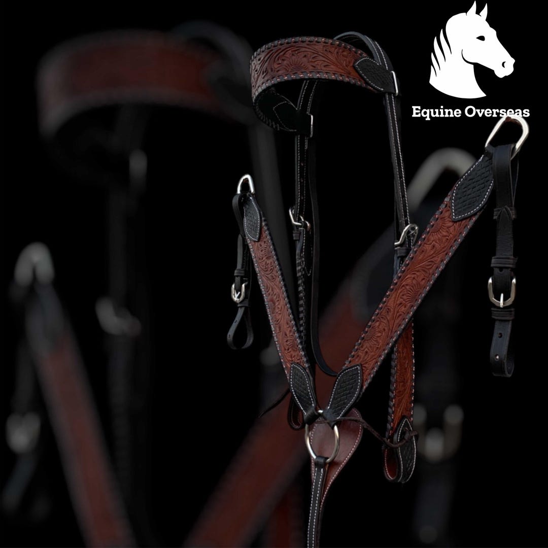Western Headstall Matching Hand-tooling Carving Leather Set Western ...