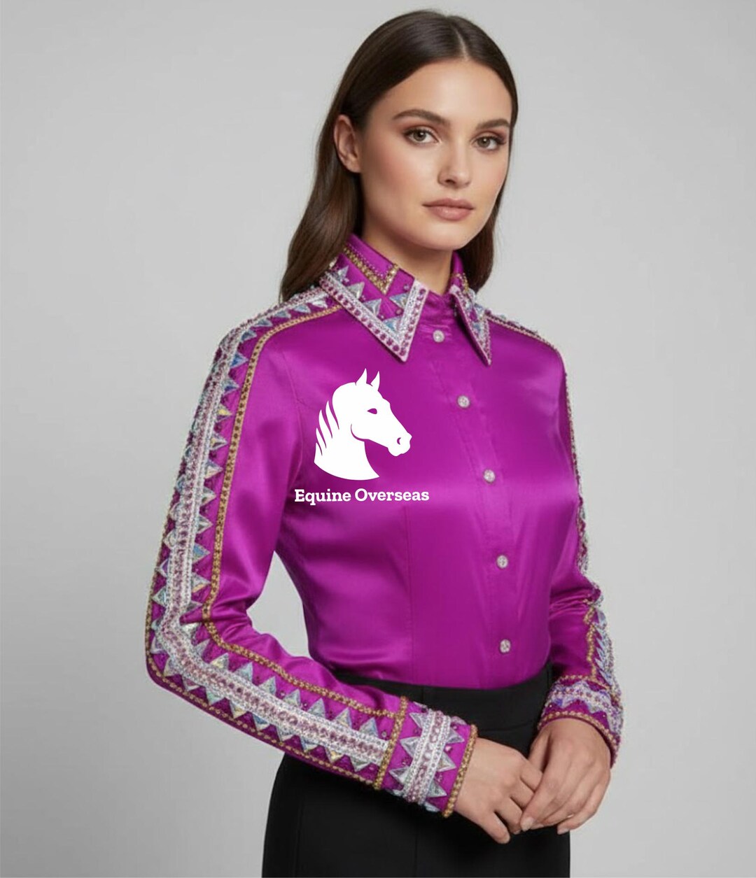 Handmade Western Show Shirt | Equestrian Showmanship Top, Glass Stone ...
