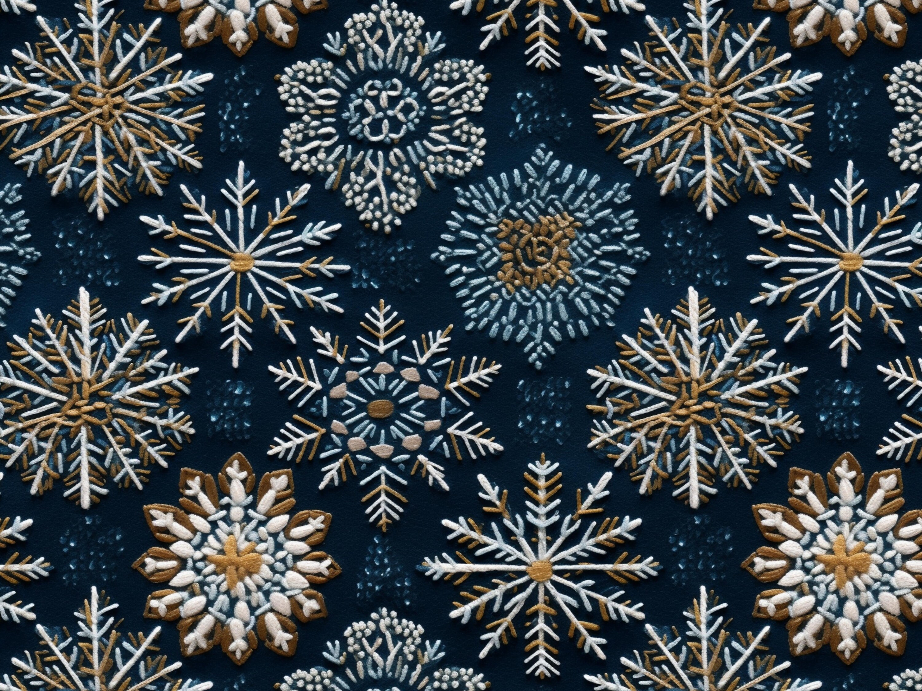 Embroidered Snowflakes Pattern Winter Fabric Design Embroidery - Etsy