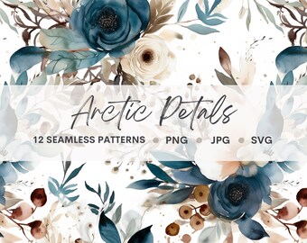 62 Dusty Blue Neutral Flowers PNG Watercolor Floral Clipart - Etsy