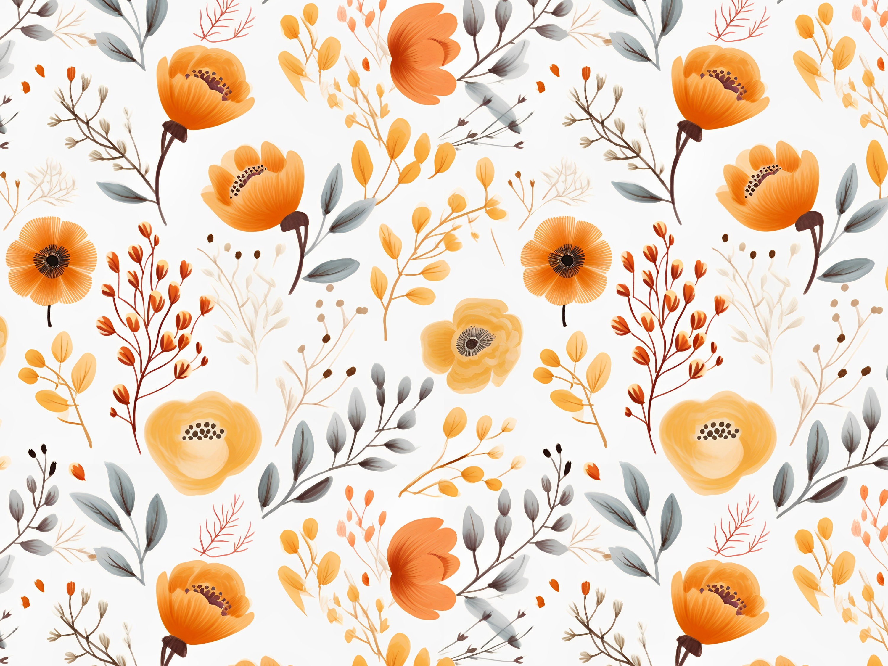 Fall Floral Print Bundle Transparent Background Autumn Watercolor ...