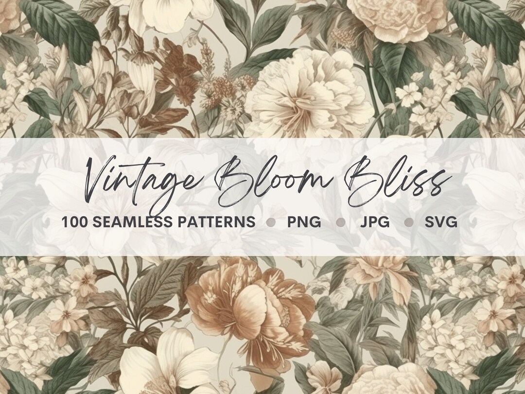 Vintage Flowers Pattern Bundle Digital Paper Vintage Botanical Pattern ...
