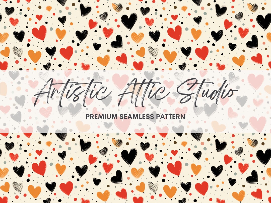 Neutral Colors Hearts Print Fabric Seamless Pattern Valentines Day ...