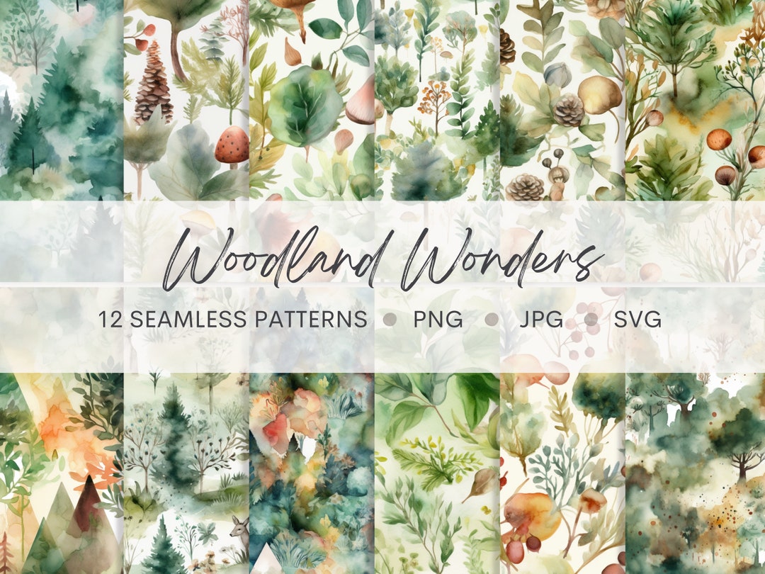 Watercolor Forestcore Seamless Patterns Bundle Digital Paper - Etsy
