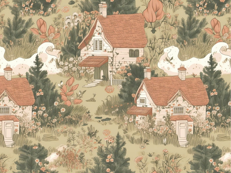 Cottagecore Seamless Patterns Bundle Digital Paper Cottage - Etsy