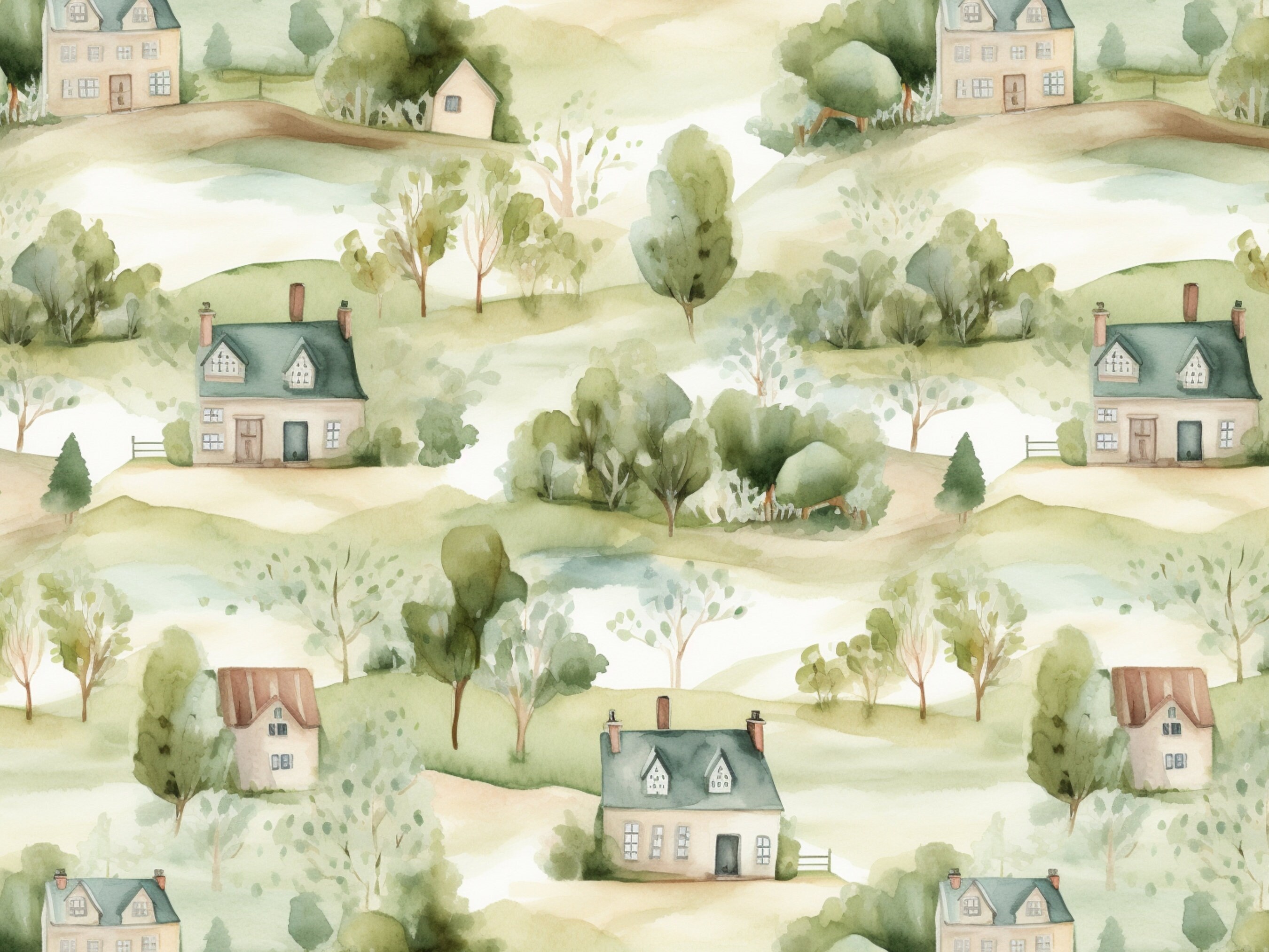 Watercolor Cottagecore Seamless Patterns Bundle Digital Paper - Etsy