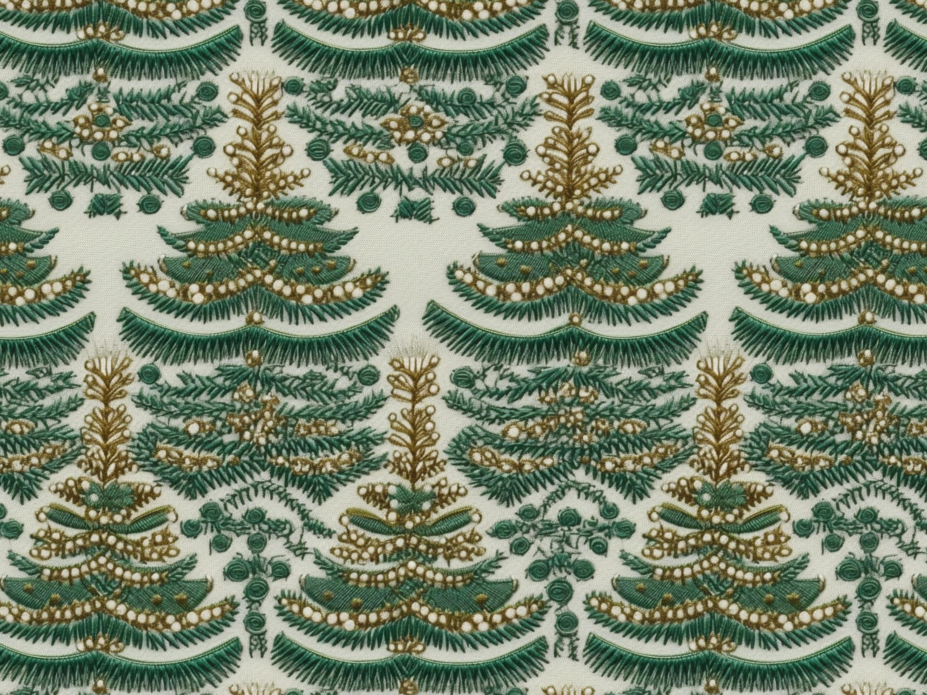 Embroidered Christmas Trees Pattern Christmas Fabric Design Embroidery ...