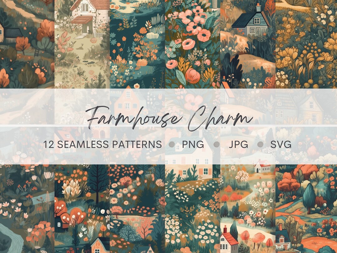 Cottagecore Seamless Patterns Bundle Digital Paper Cottage - Etsy