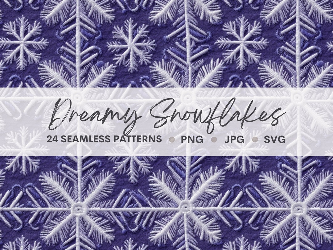 Embroidered Snowflakes Pattern Winter Fabric Design Embroidery - Etsy