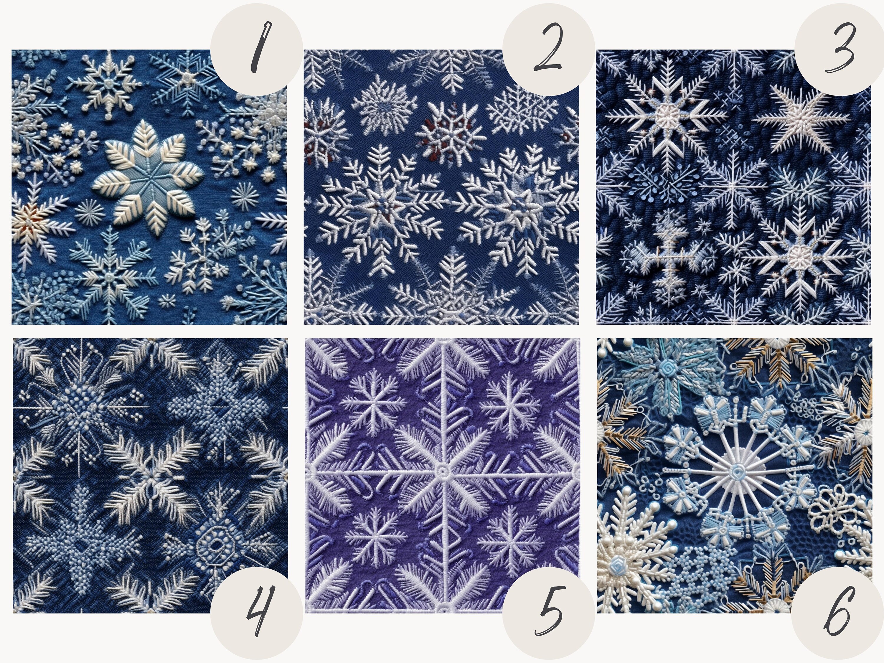 Embroidered Snowflakes Pattern Winter Fabric Design Embroidery - Etsy