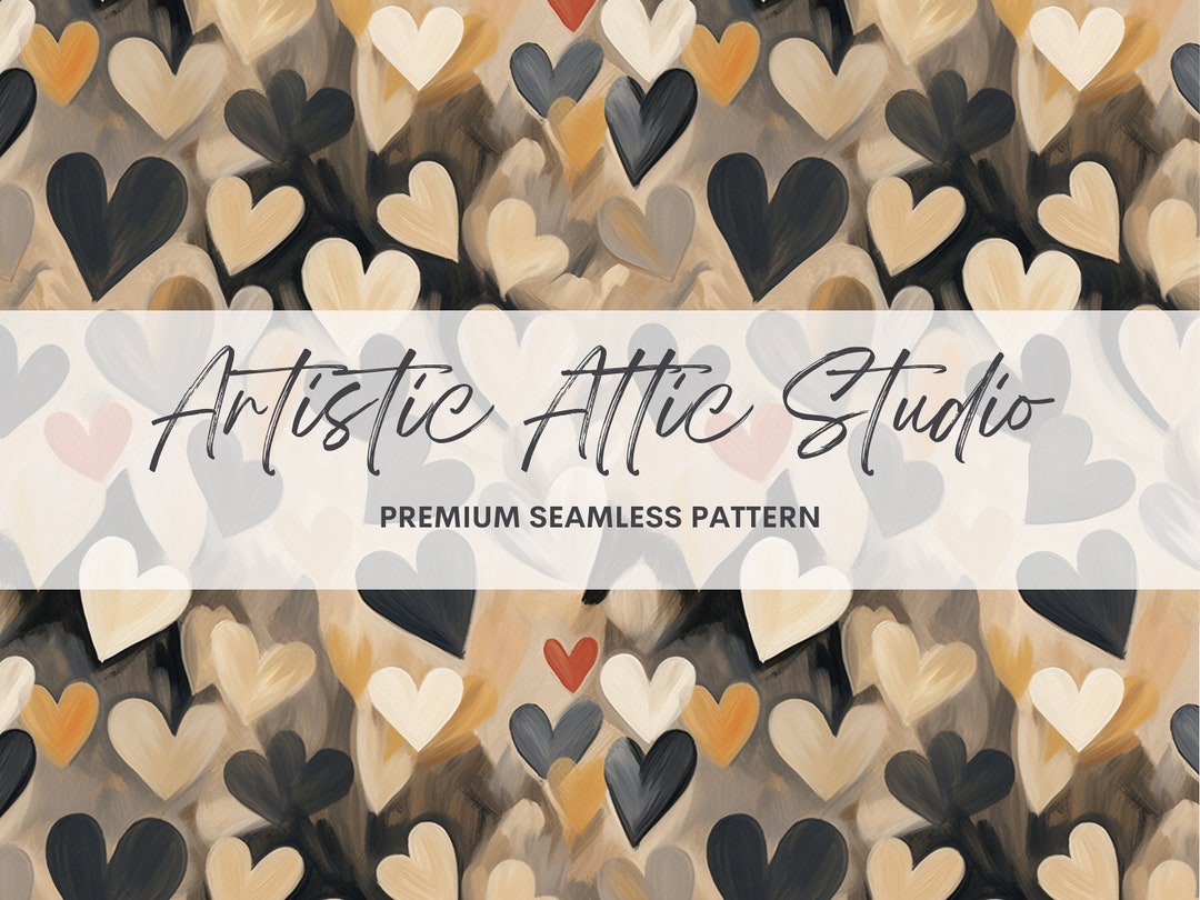 Boho Hearts Print Seamless Pattern Hearts Neutral Colors Digital Paper ...
