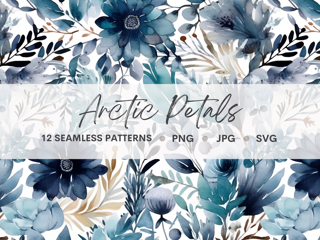 Watercolor Winter Flower Pattern Fabric Winter Floral Pattern Bundle ...