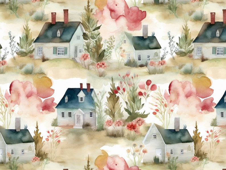 Watercolor Cottagecore Seamless Patterns Bundle Digital Paper - Etsy