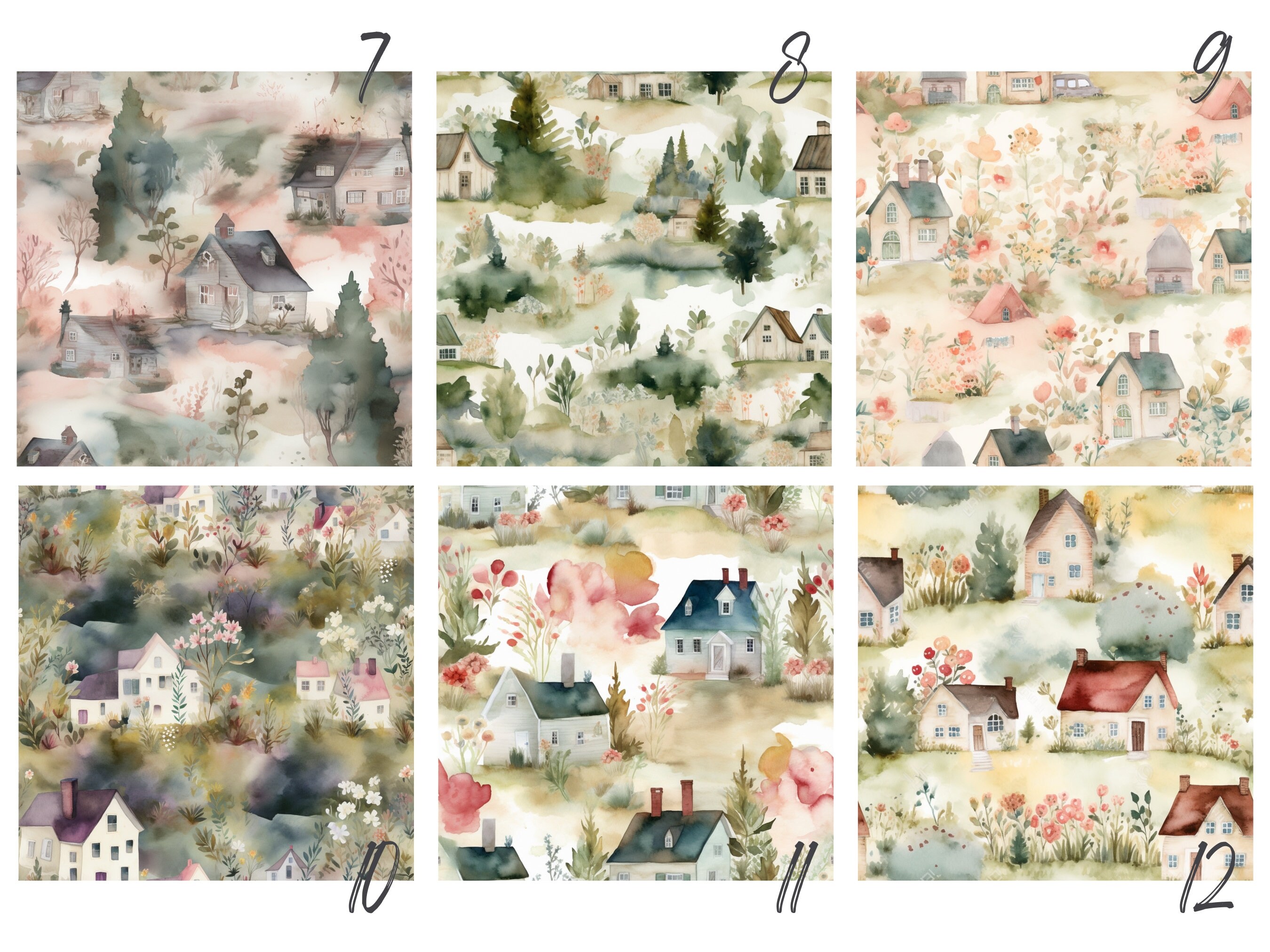 Watercolor Cottagecore Seamless Patterns Bundle Digital Paper - Etsy