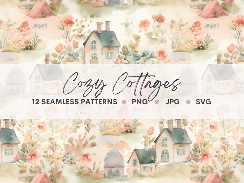 Watercolor Cottagecore Seamless Patterns Bundle Digital Paper - Etsy