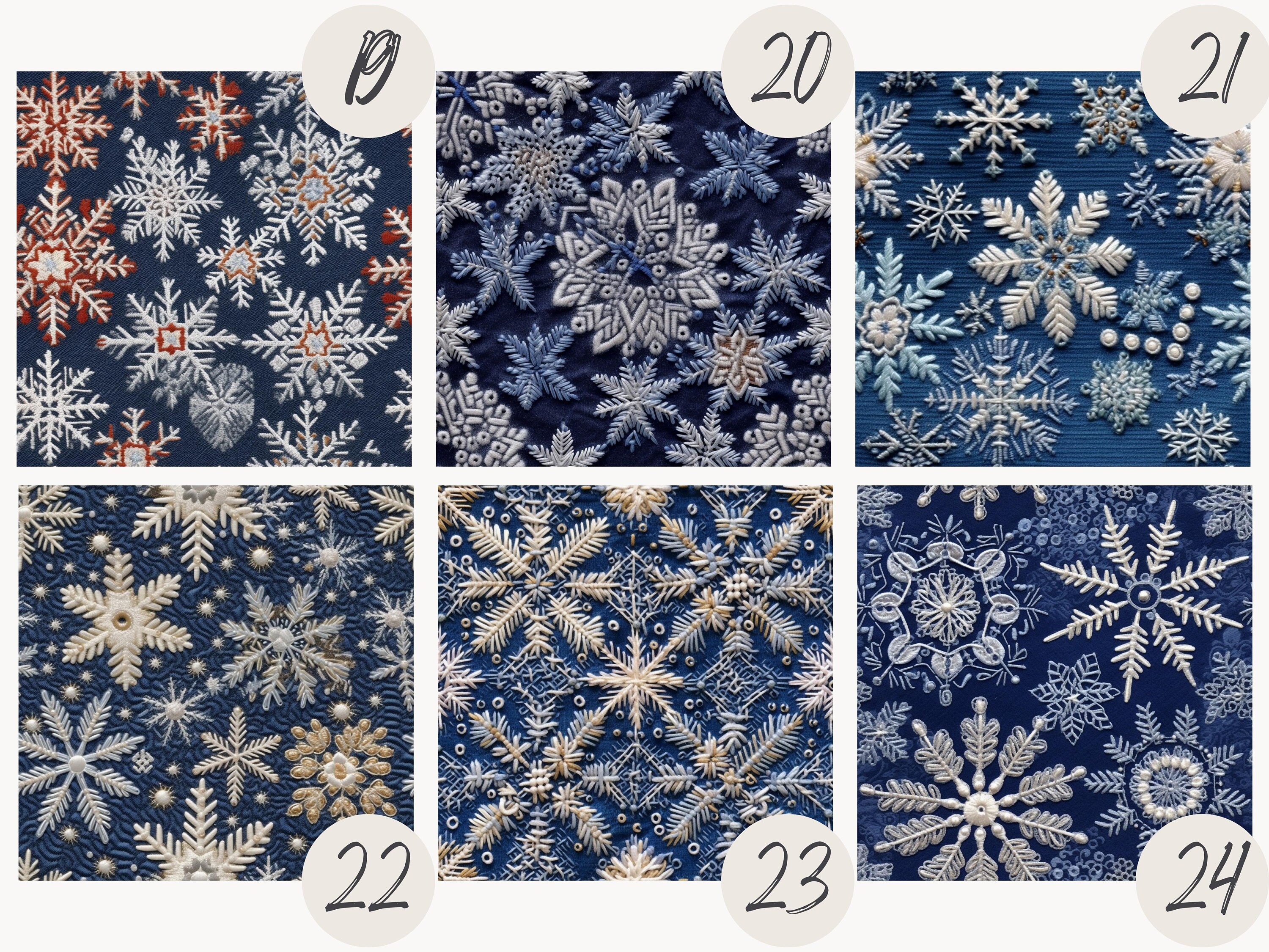 Embroidered Snowflakes Pattern Winter Fabric Design Embroidery - Etsy