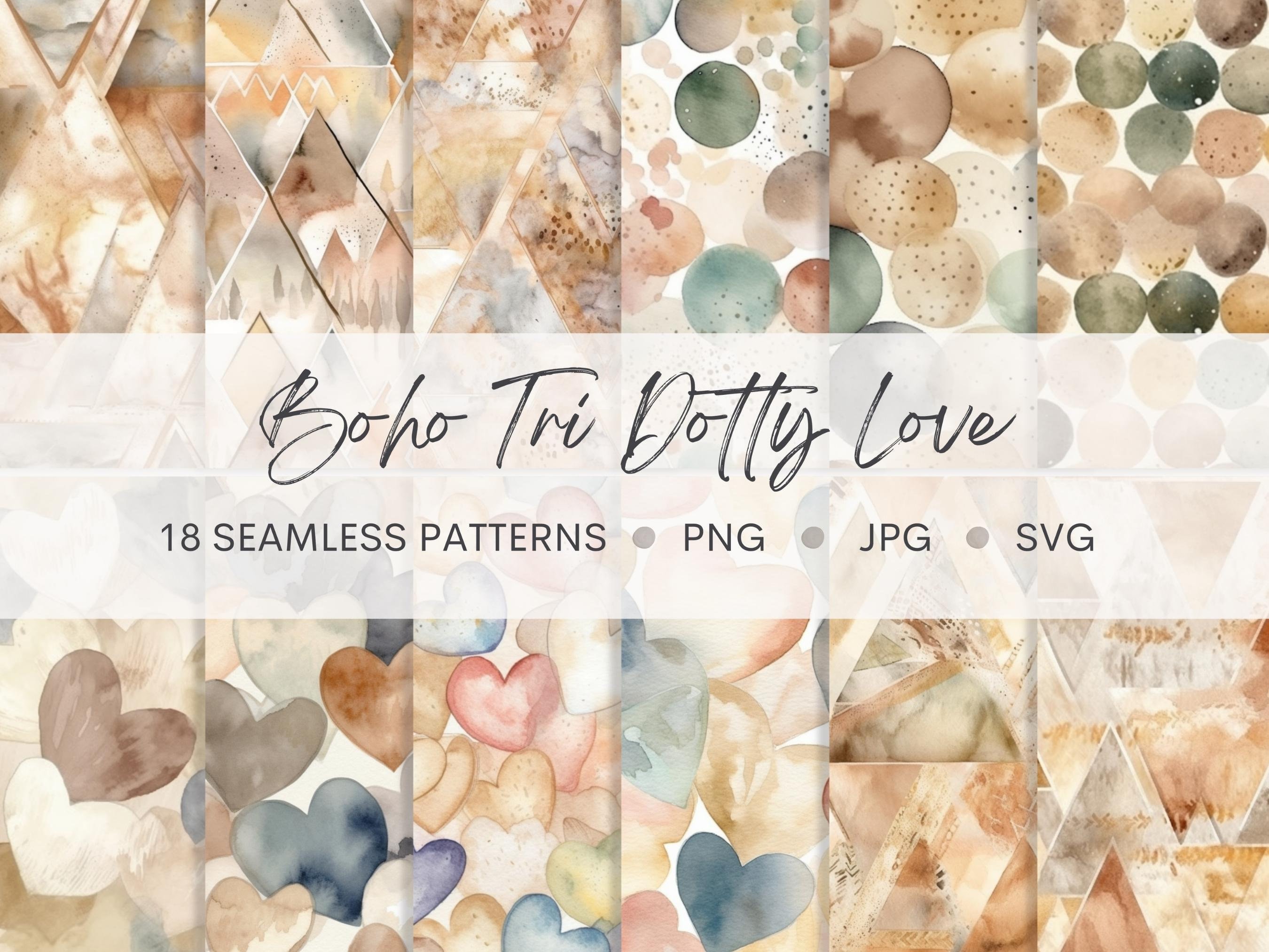 Watercolor Boho Patterns Bundle Digital Paper Boho Watercolor Flowers ...