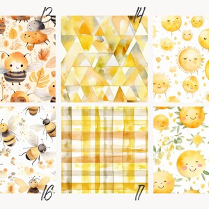 Cute Bees Pattern Watercolor Honeycomb Seamless Patterns Bundle Digital ...