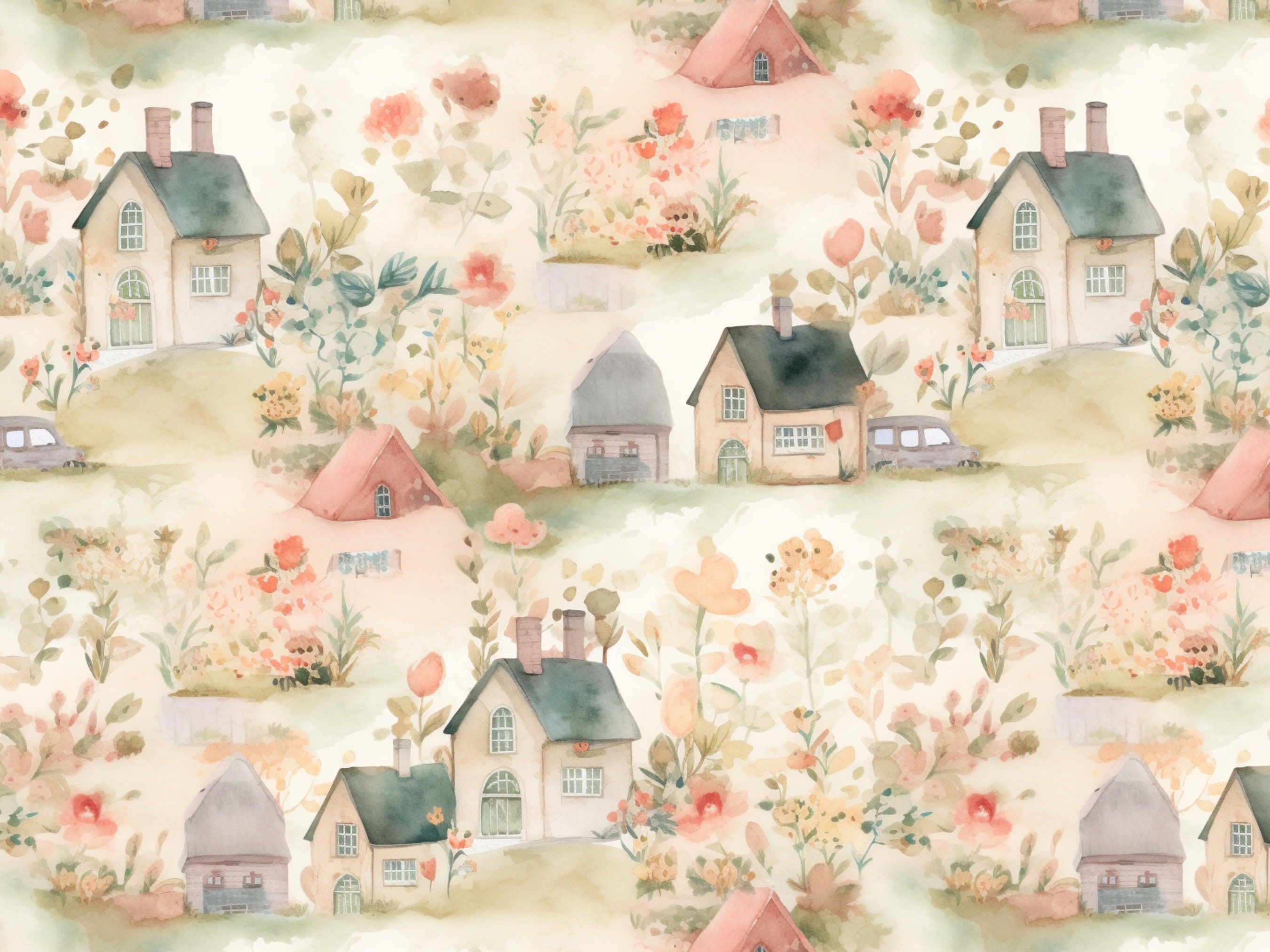 Watercolor Cottagecore Seamless Patterns Bundle Digital Paper - Etsy