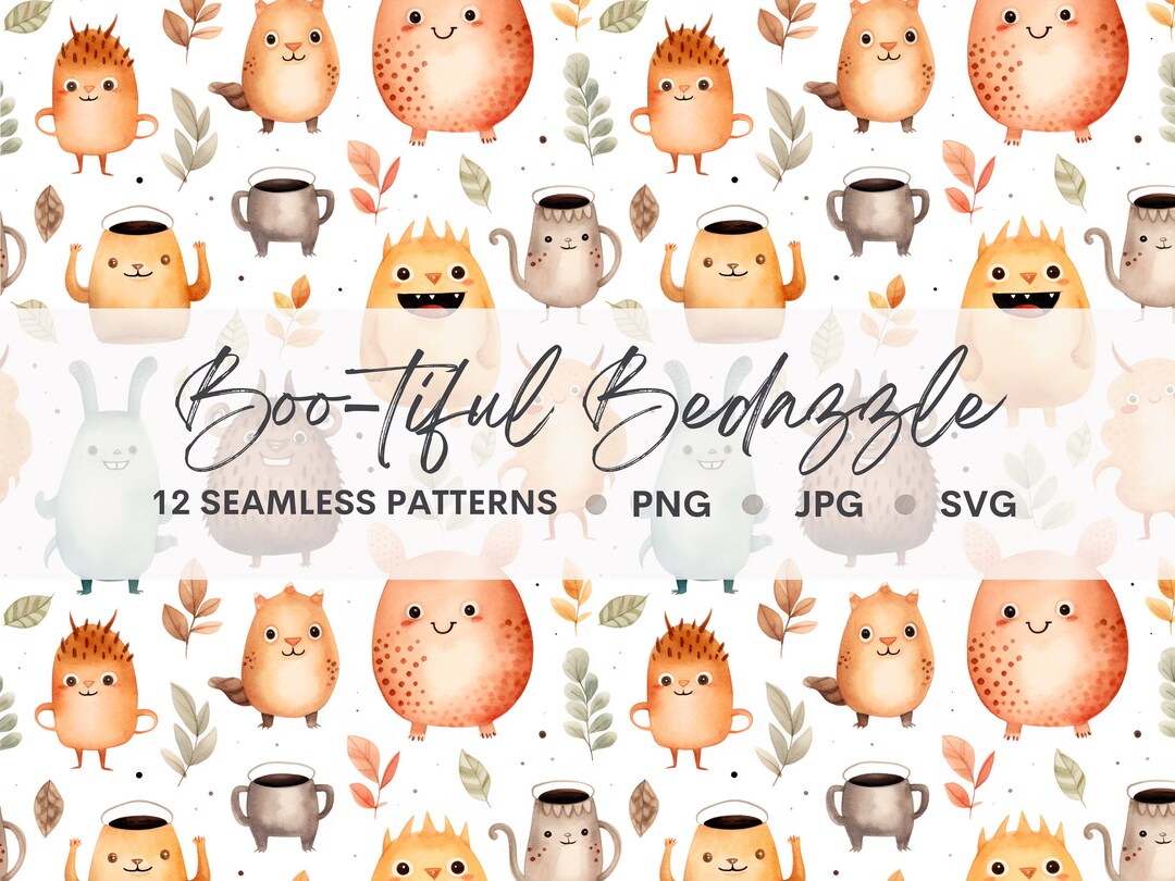 Cute Monsters Pattern Kids Fabric Design Fall Kids Print - Etsy