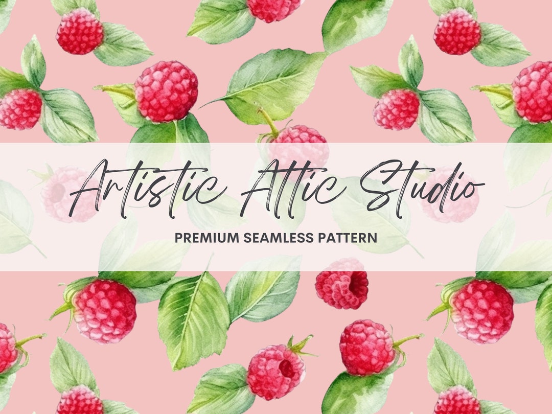 Soft Raspberries Pattern Fruity Fabric Print Raspberry Seamless Pattern ...