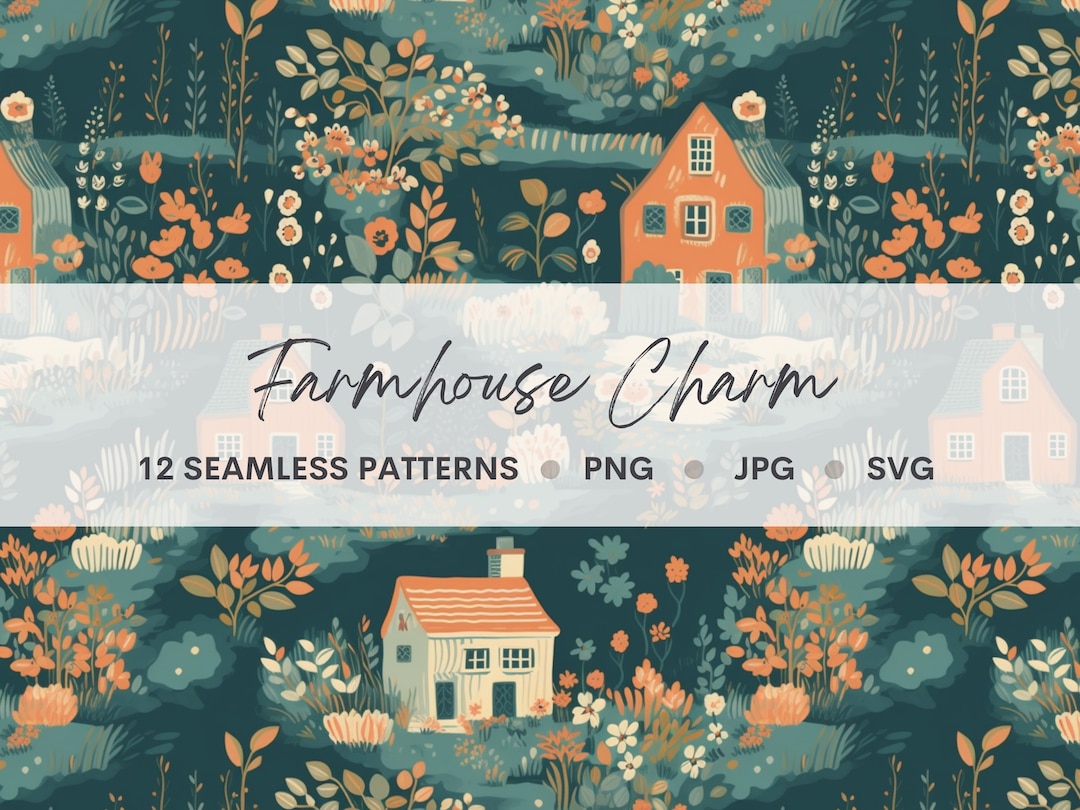 Cottagecore Seamless Patterns Bundle Digital Paper Cottage Houses ...