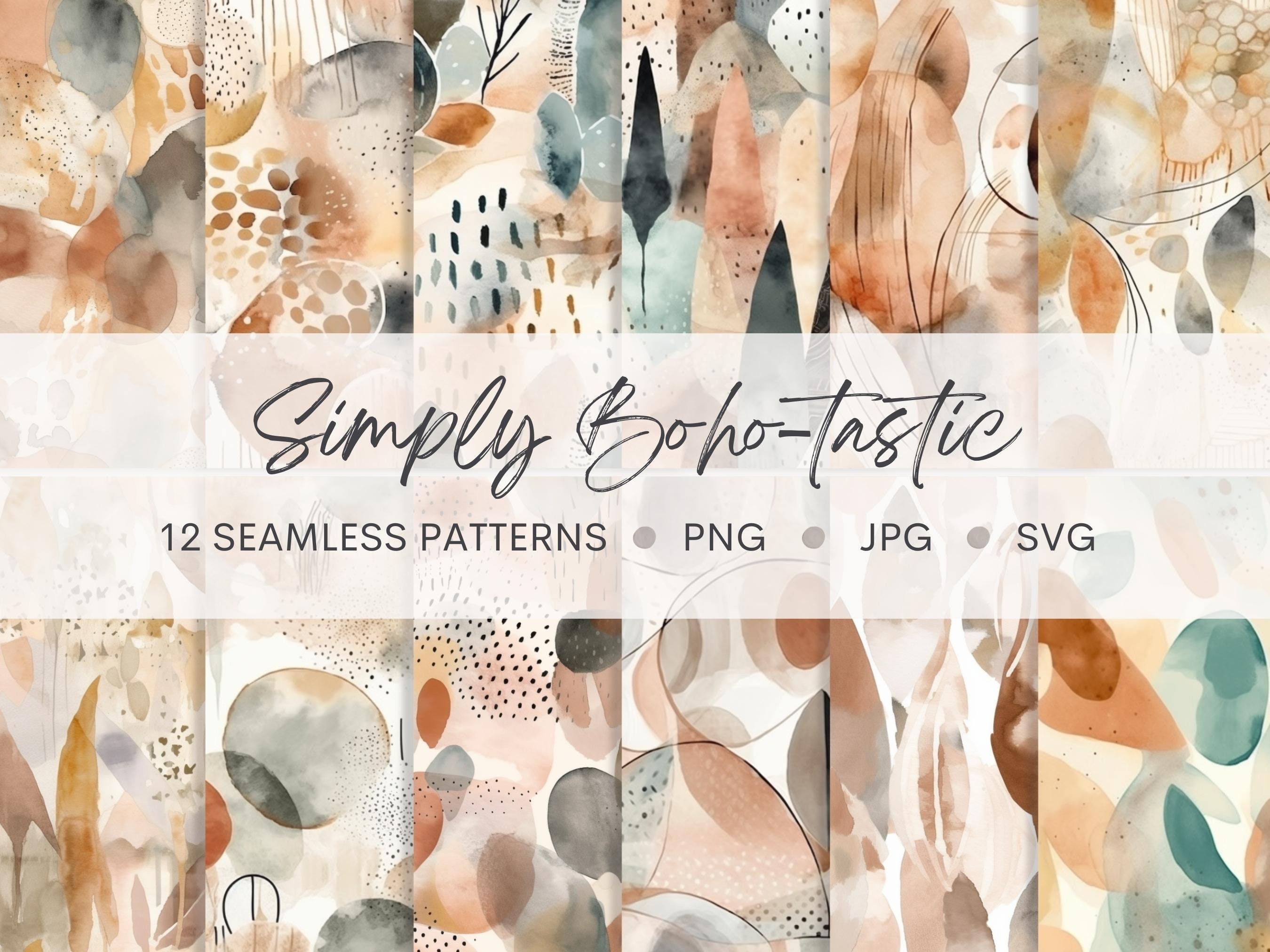 Watercolor Boho Patterns Bundle Digital Paper Boho Watercolor Flowers ...