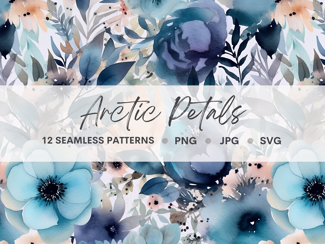 Watercolor Winter Flower Pattern Fabric Winter Floral Pattern Bundle ...