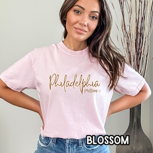 Phillies Cursive Classic Font Philadelphia Phillies Comfort Colors Tee ...