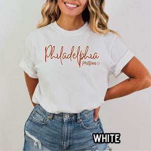 Phillies Cursive Classic Font Philadelphia Phillies Comfort Colors Tee ...