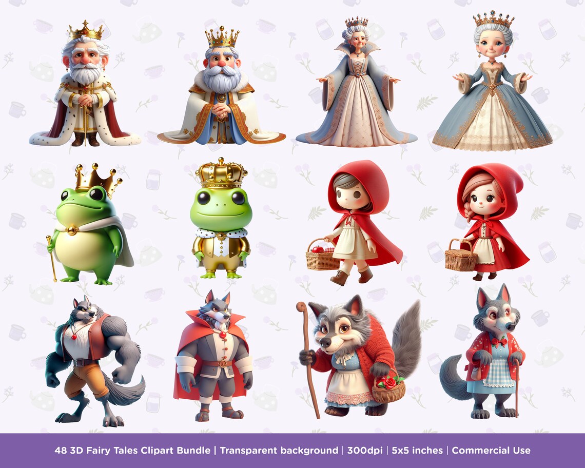 48 3D Fairy Tales Clipart Magical, Princess, Medieval, Cinderella, Big ...
