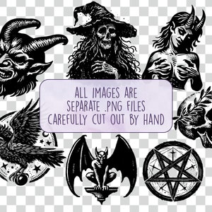 28 Black and White Gothic Witchy Stamps - Goth, Skeletons, Halloween ...