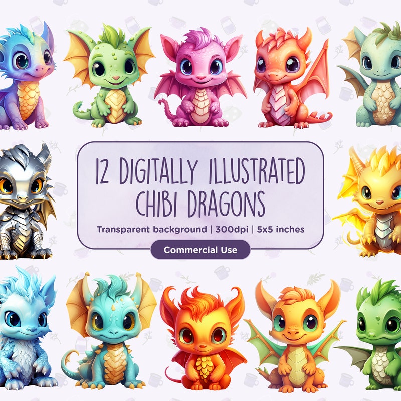 Chibi Dragon Art - Etsy