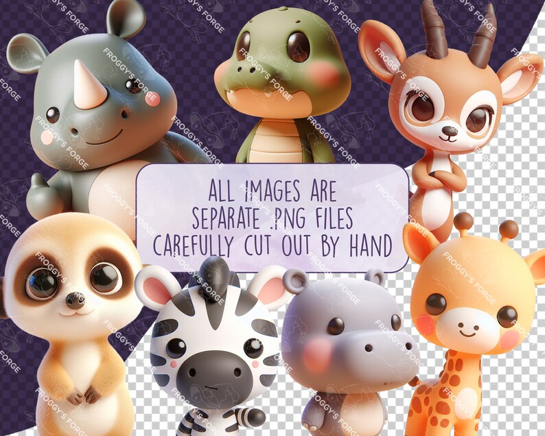 44 3D Safari Animals Clipart - Lions,zebras,meerkat,elephant,rhino ...