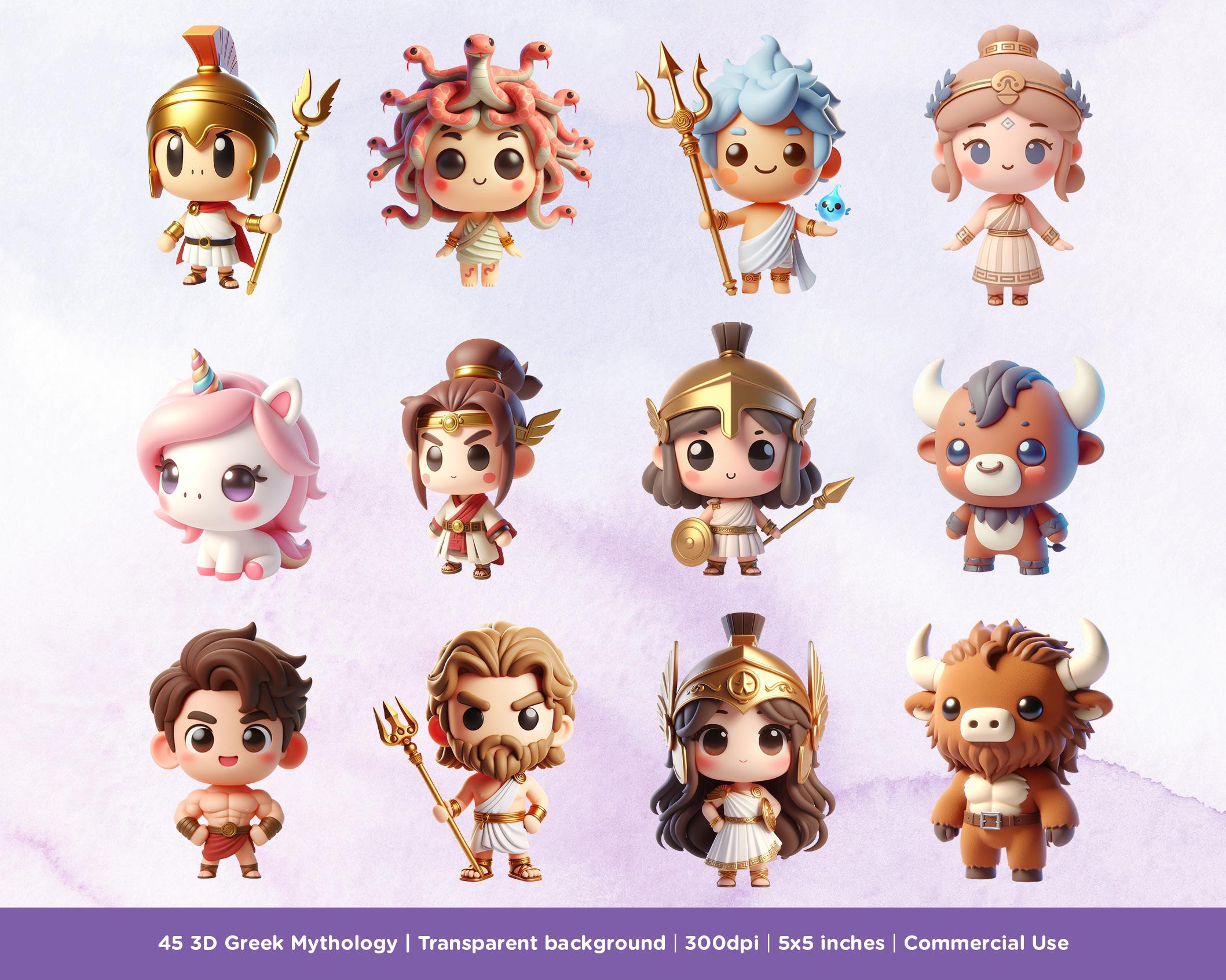 45 3D Greek Mythology Clipart Cartoon, Zeus, Gods, Poseidon, Hades ...