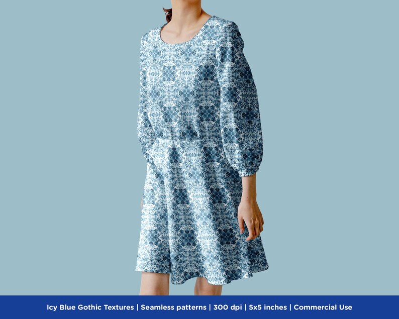 16 Icy Blue Gothic Textures, Seamless Patterns - Cold, Winter, Ice Blue ...