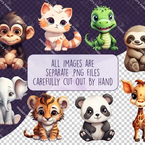 20 Digitally Illustrated Chibi Animals Clipart - Cute, Chibi, Book ...