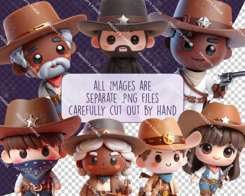 28 3D Western Cowboys Cowgirls Clipart Ranch, Old West, Sheriff, Outlaw ...