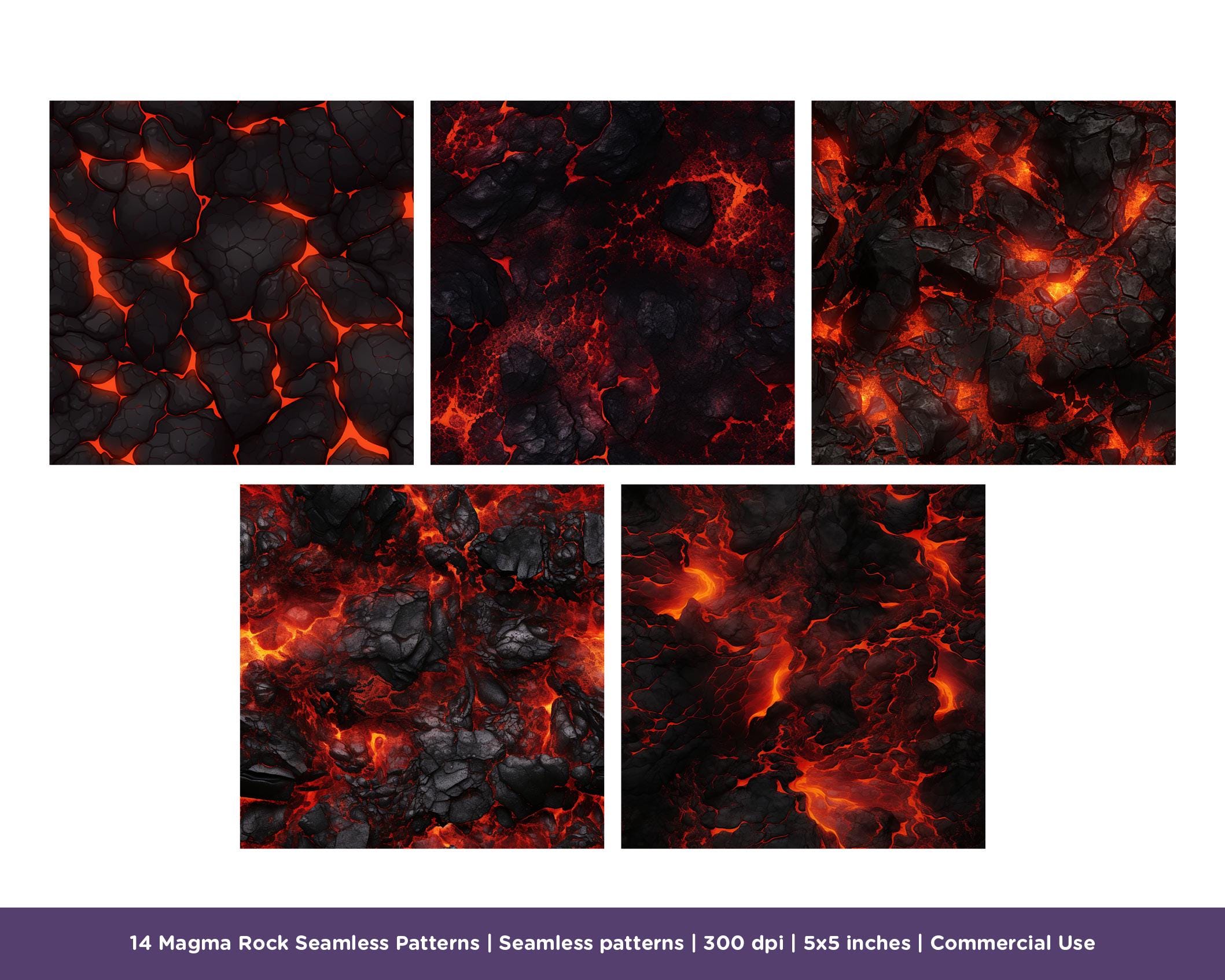 14 Magma Rock Lava Seamless Patterns - Ground Textures, Rock, Fiery ...